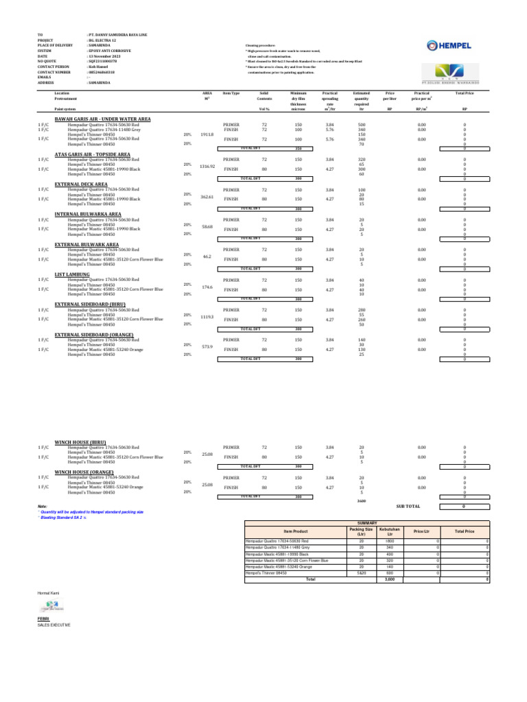 Spec Hempel Paints To - BG ELECTRA 12 - DANNY SAMUDERA RAYA LINE, PT ...
