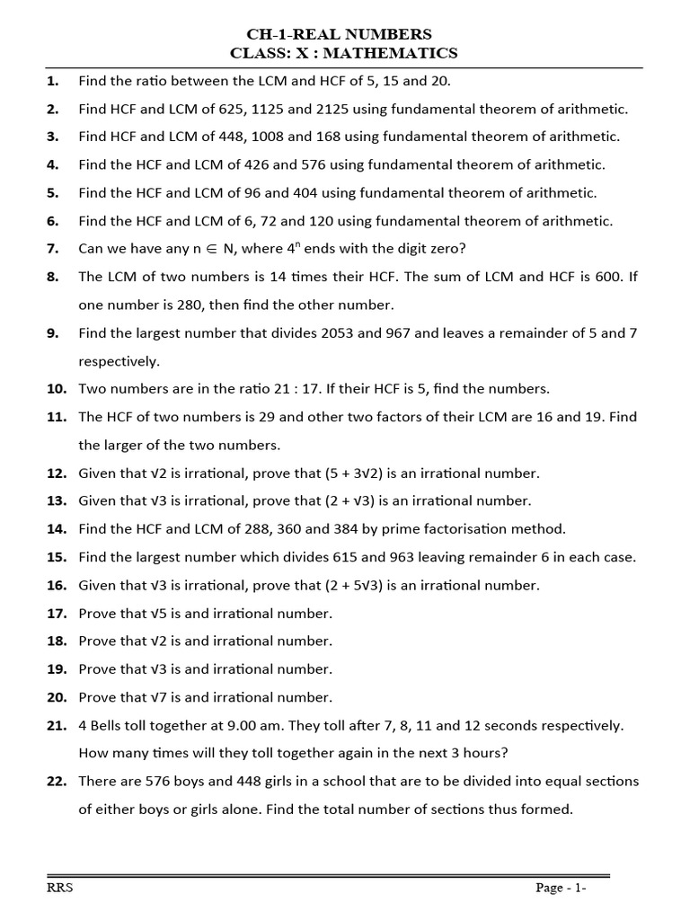 REAL NUMBERS-1 Worksheet | PDF | Numbers | Arithmetic