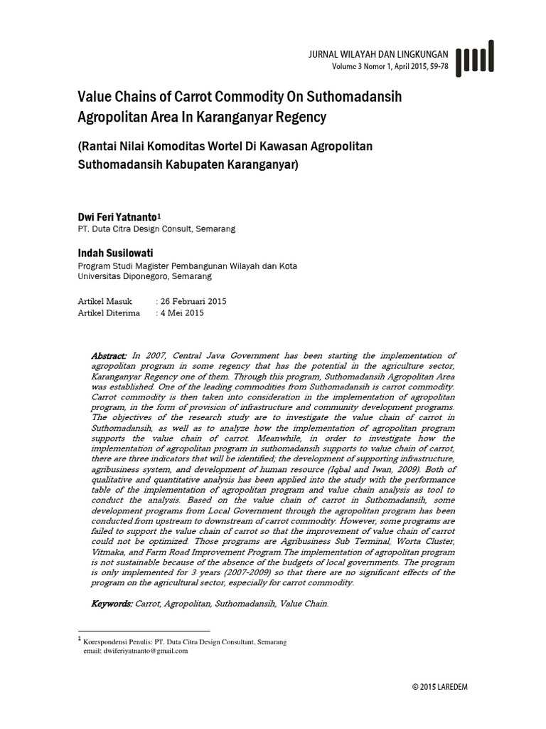 Carrot Value Chain in Suthomadansih | PDF | Indonesian Rupiah ...