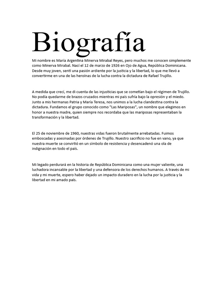 Biografía de Minerva Mirabal | PDF | Ciencias sociales