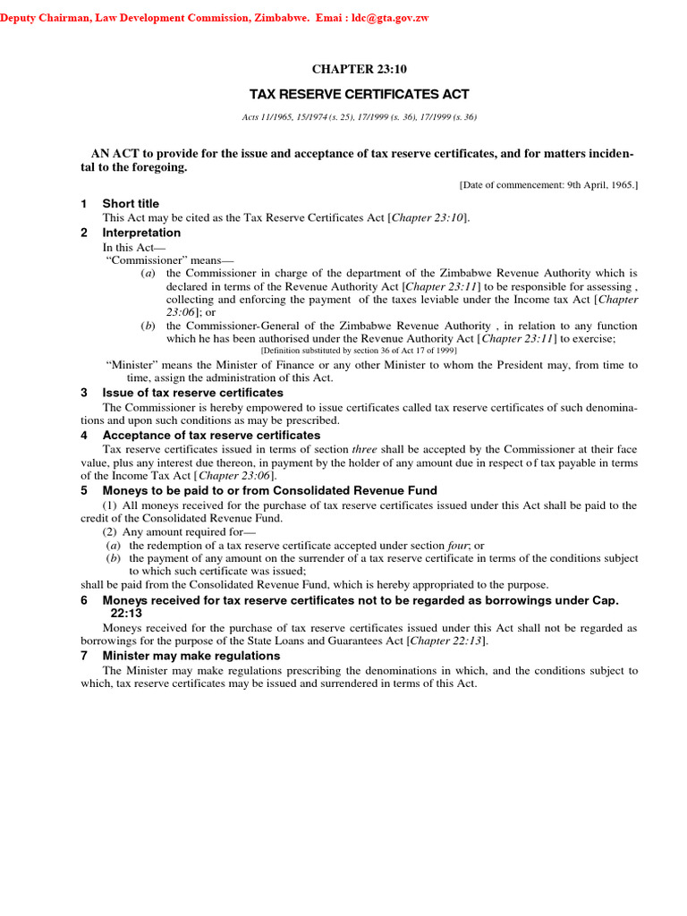 Tax Reserve Certificates 23.10 | PDF | Taxes | Money