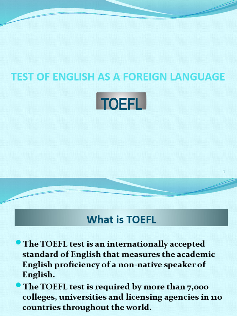 TOEFL Introduction | PDF | Test Of English As A Foreign Language ...