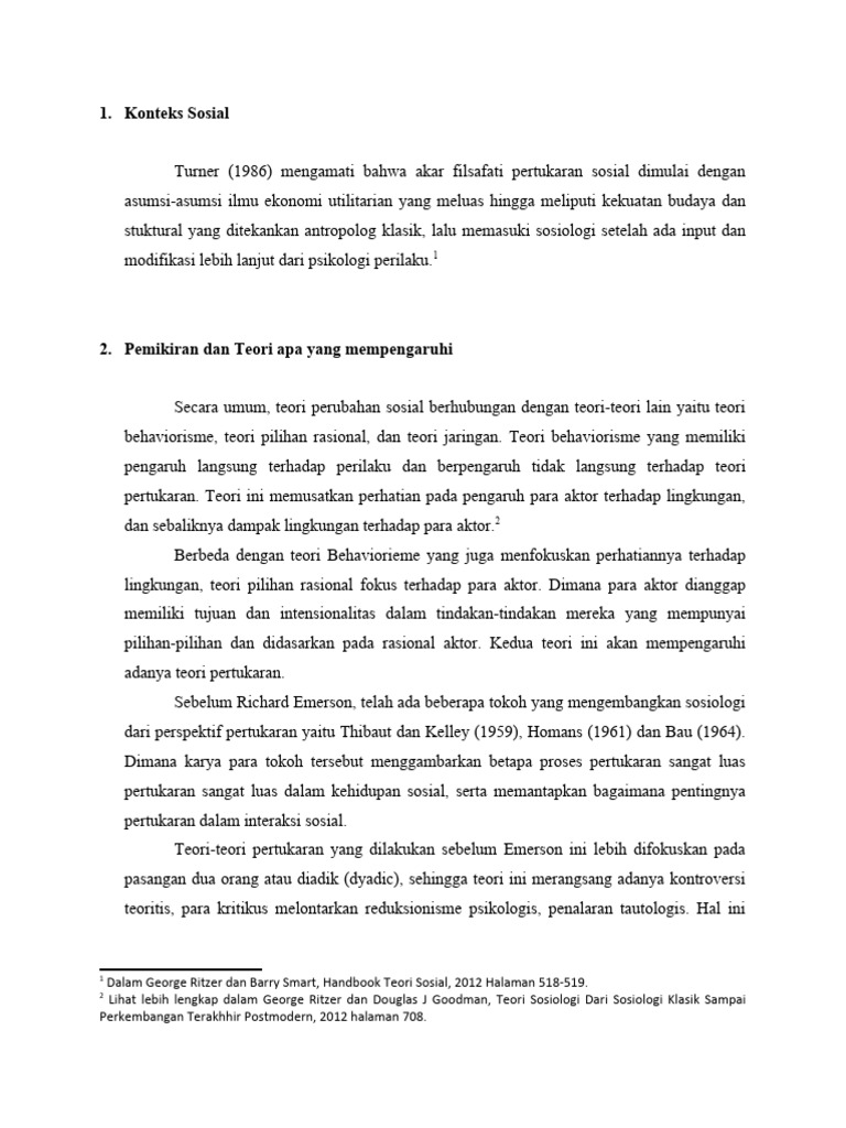 Richard Emerson dan Teori Pertukaran Sosial | PDF