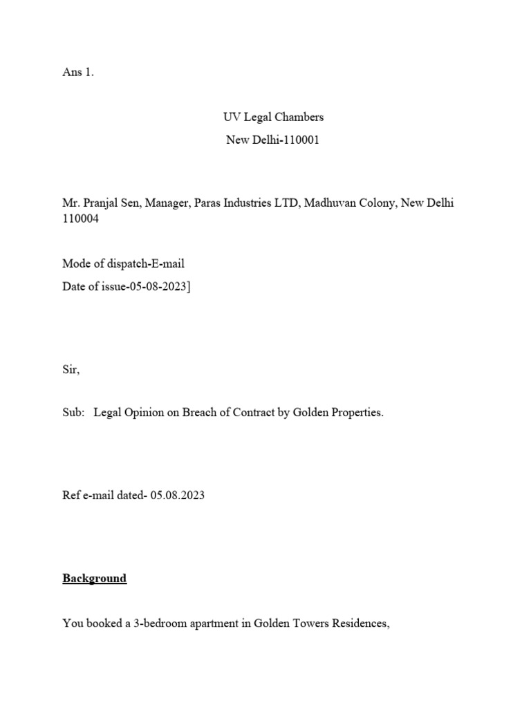 Assignment Legal Opinion and Notice | PDF | Legal Remedy | Private Law
