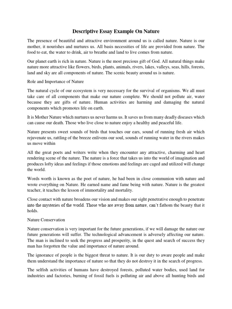 Descriptive Essay On Nature | Download Free PDF | Nature | Water