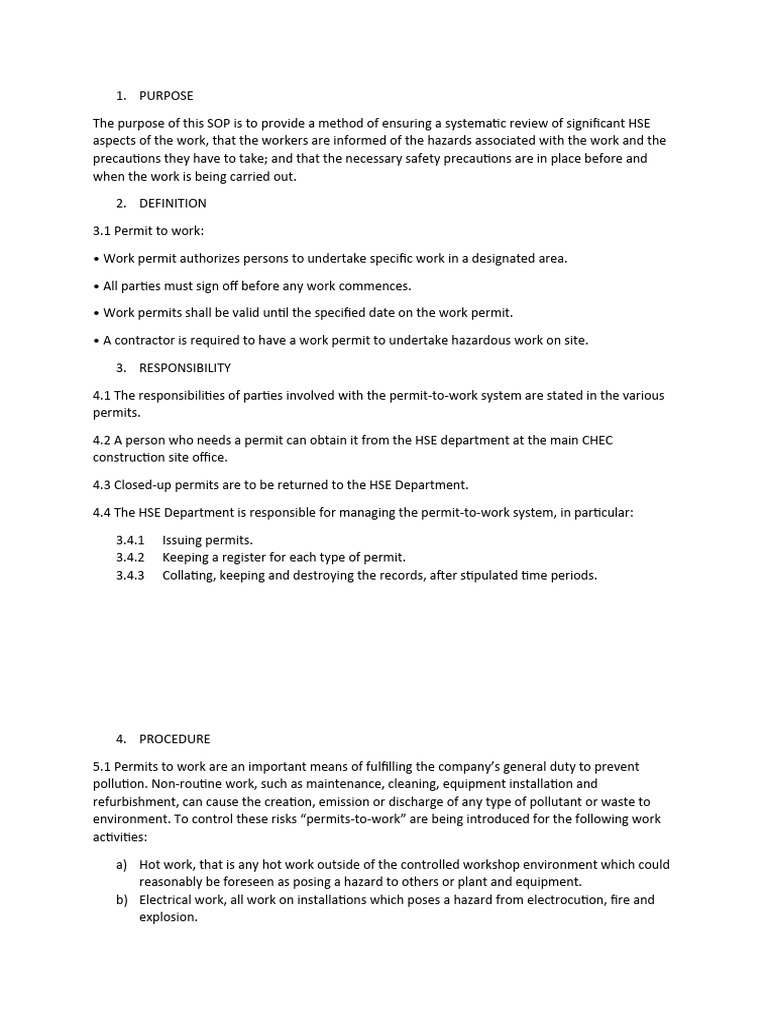 PTW Procedure | PDF | Occupational Safety And Health | Safety