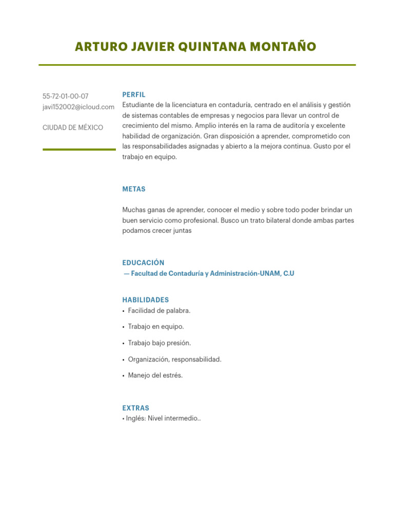 Currículum Arturo Quintana | PDF