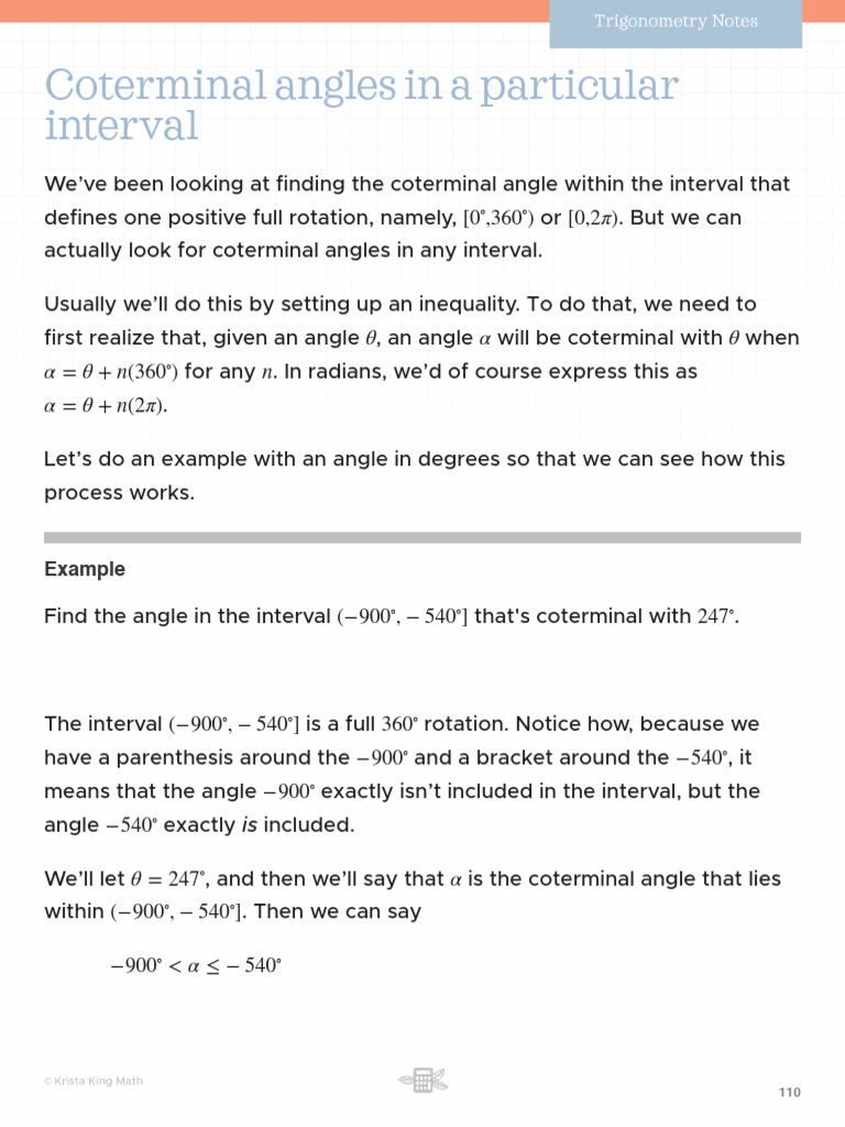 40 - Coterminal-Angles-In-A-Particular-Interval | PDF | Angle | Geometry