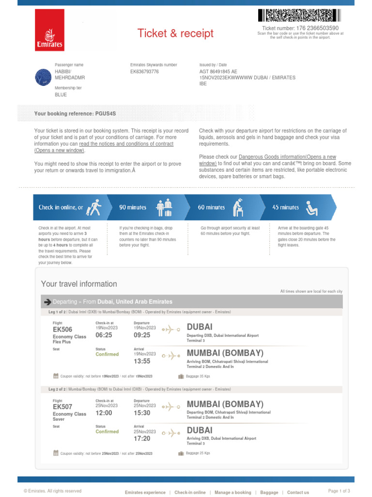 Dxb-Bom-Dxb Nov 19-25, 2023 | PDF | Transport | Aviation Dxb-Bom-Dxb Nov 19-25, 2023 | PDF | Transport | Aviation