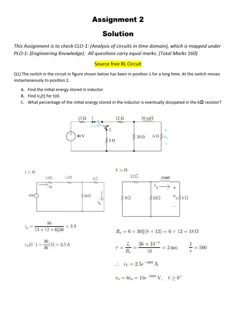 Assignment 2 (Solution) | PDF | Electrical Network | Electromagnetism