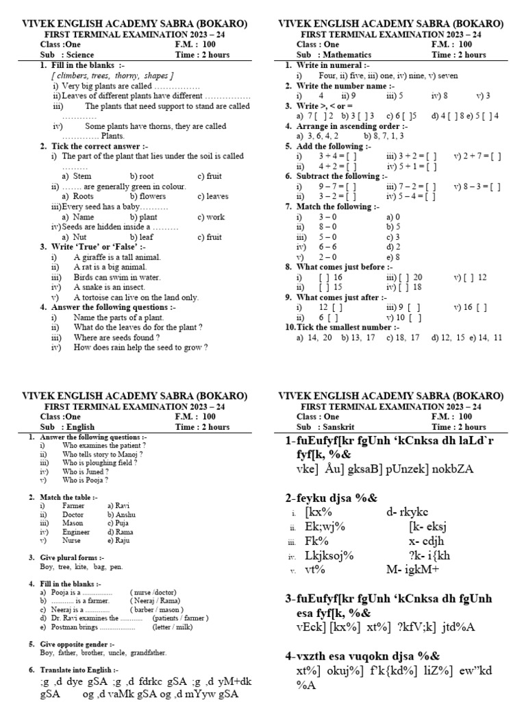 First Term Exam 2023 (I-V) | PDF | Planets | Solar System