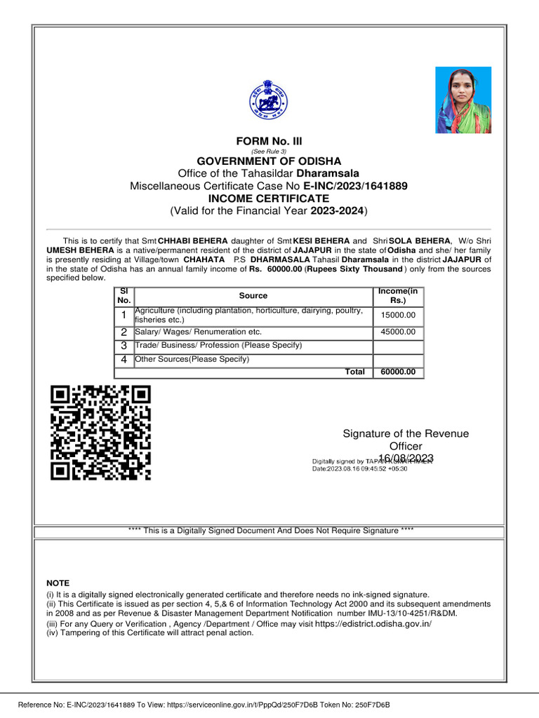 Income Certificate | PDF