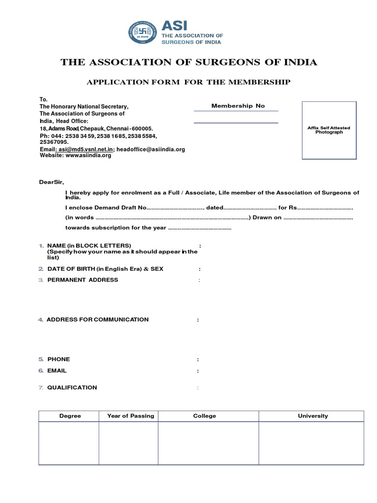 ASI Membership Application Form | PDF