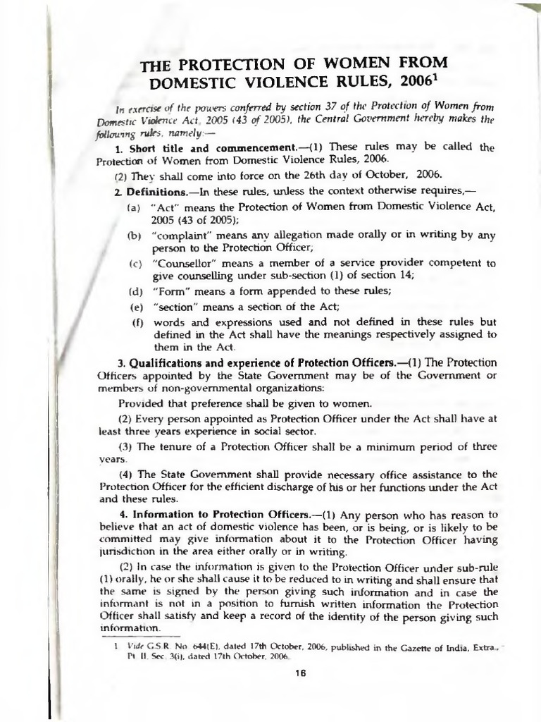 Protection Of Women From Domestic Violence Rules Pdf Injustice Crimes