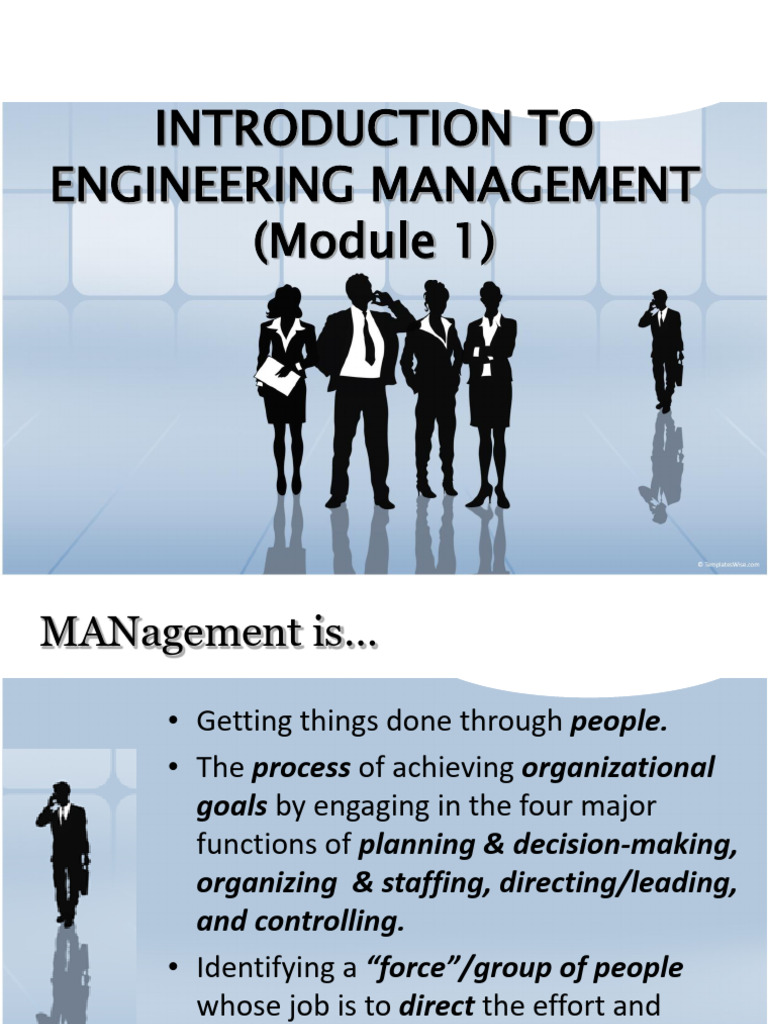01 Intro To Engineering Management and Industrial Organization | PDF | Career & Growth | Self ...