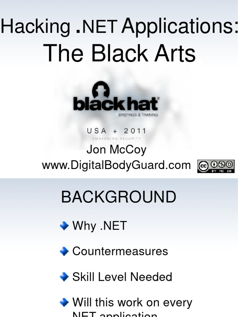 Jon Mccoy - Black Hat 2011 - PPT - Hacking - Net - Applications - The - Black - Arts | PDF ...