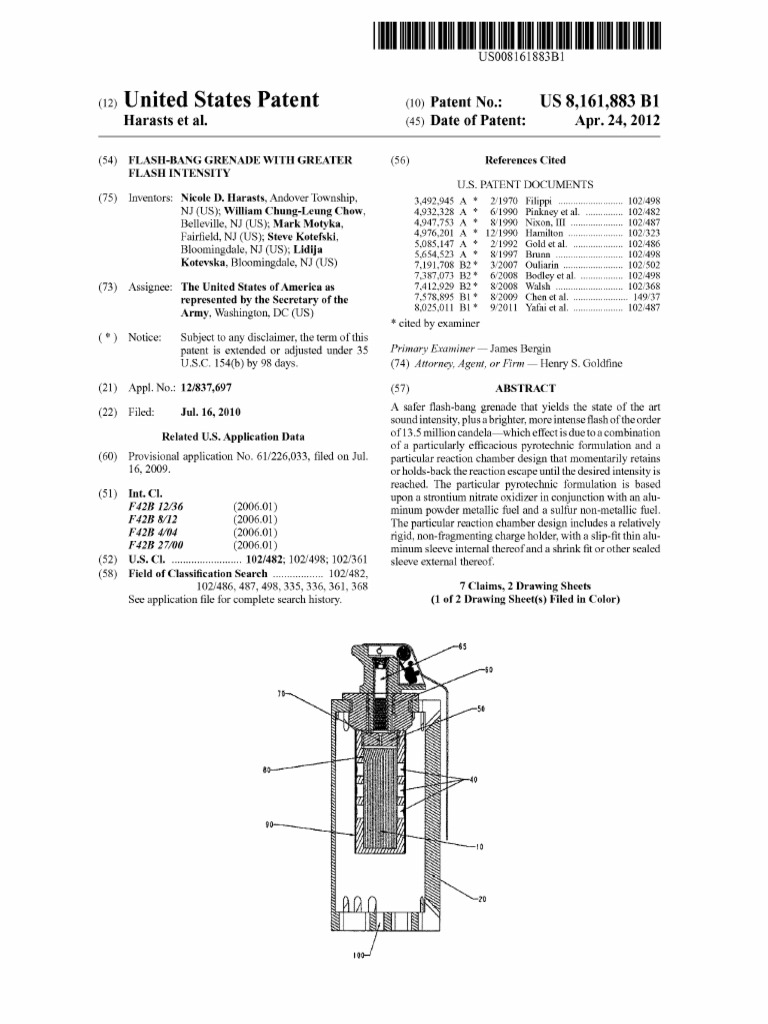 Flash-Bang Grenade With Greater Flash Intensity - Us8161883 | PDF ...