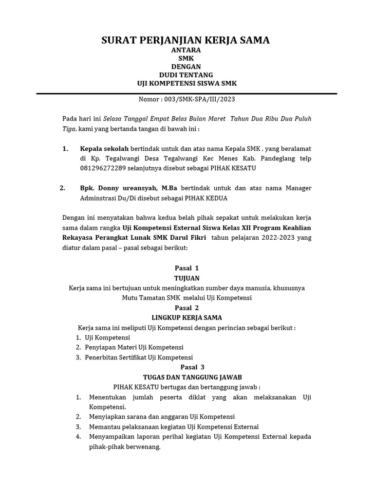 Contoh Mou Ukom | PDF | Karier & Perkembangan