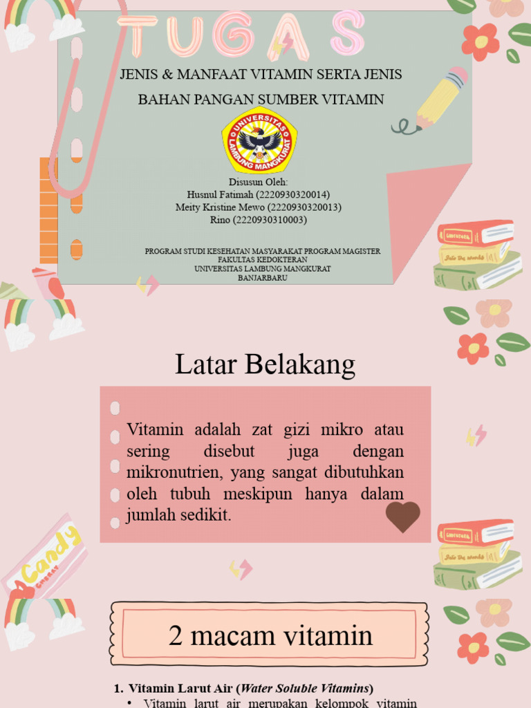 Kelompok 1 Meity Husnul Rino PPT JENIS VITAMIN | PDF