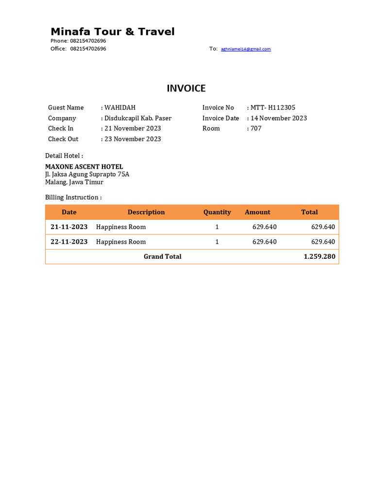 Hotel Invoice | PDF | Hotel | Hospitality Industry