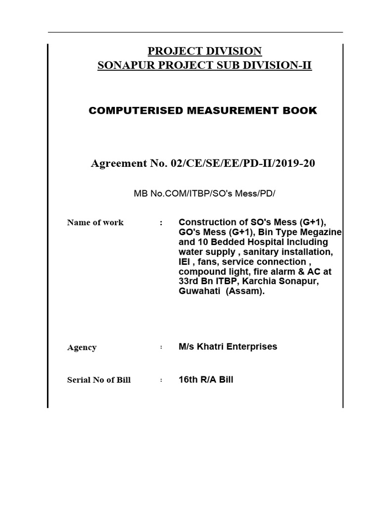 Submitted 16th RA Bill-Final | PDF | Physical Sciences | Civil Engineering