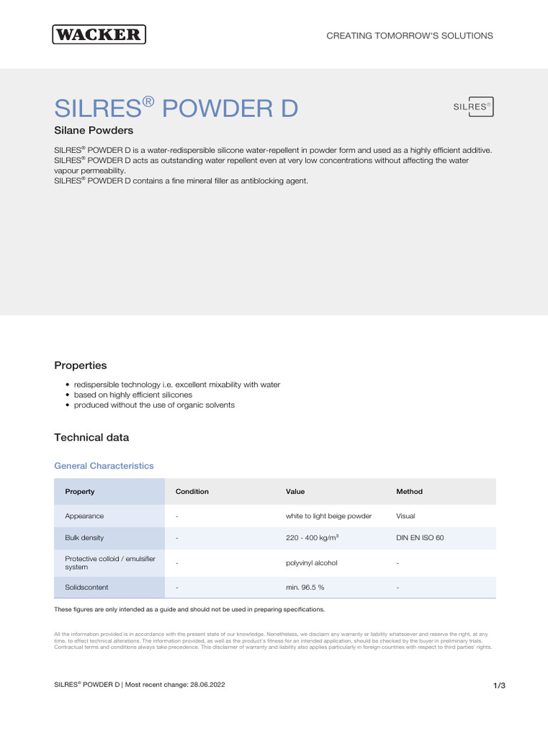 TDS Silres Powder D | PDF | Paint | Concrete