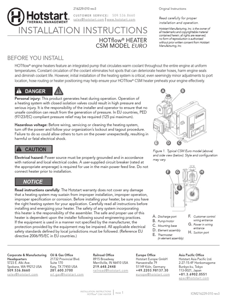 HOTSTART Manual CSM Euro Engine Heater en | PDF | Thermostat ...