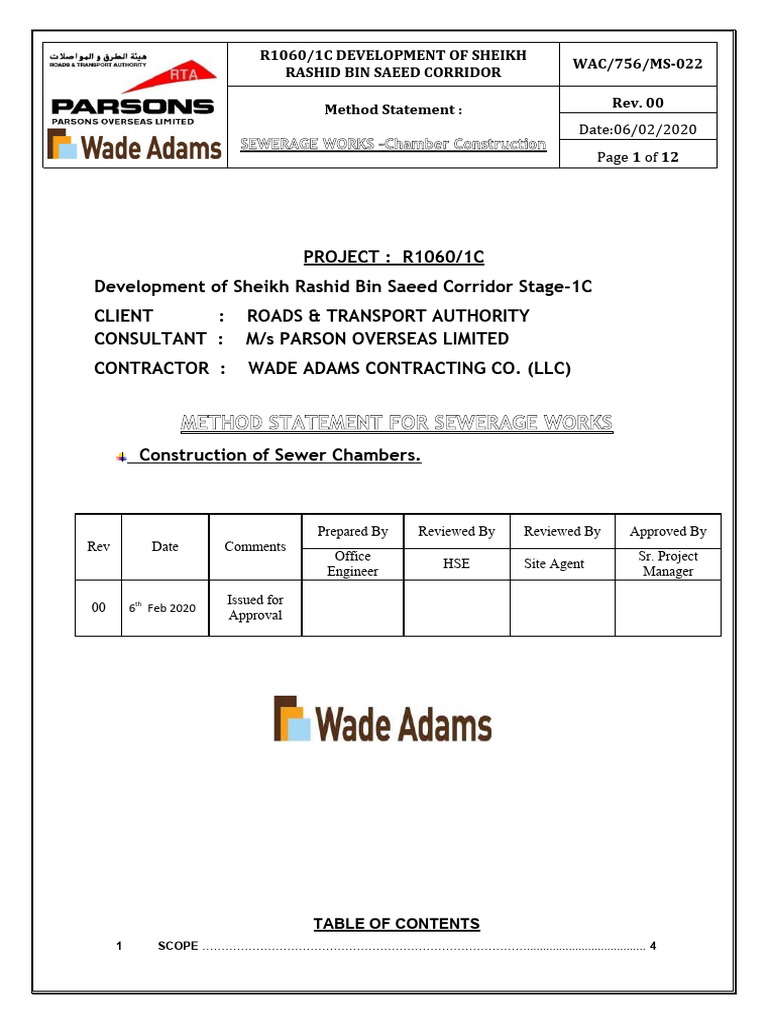 Ms-022 - Construction of Sewerage Chambers - DM | PDF | Concrete ...