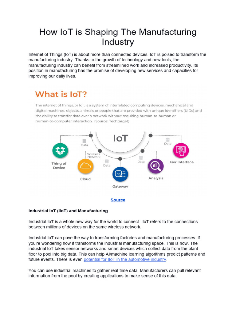 How IoT Is Shaping The Manufacturing Industry | PDF | Internet Of Things | Systems Theory