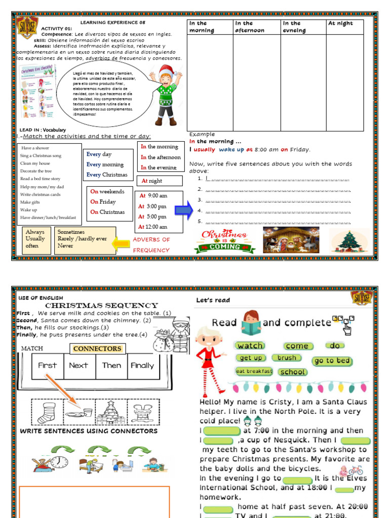 Eda08 Activity 01 Reading - Christmas Daily Routines 1 | PDF