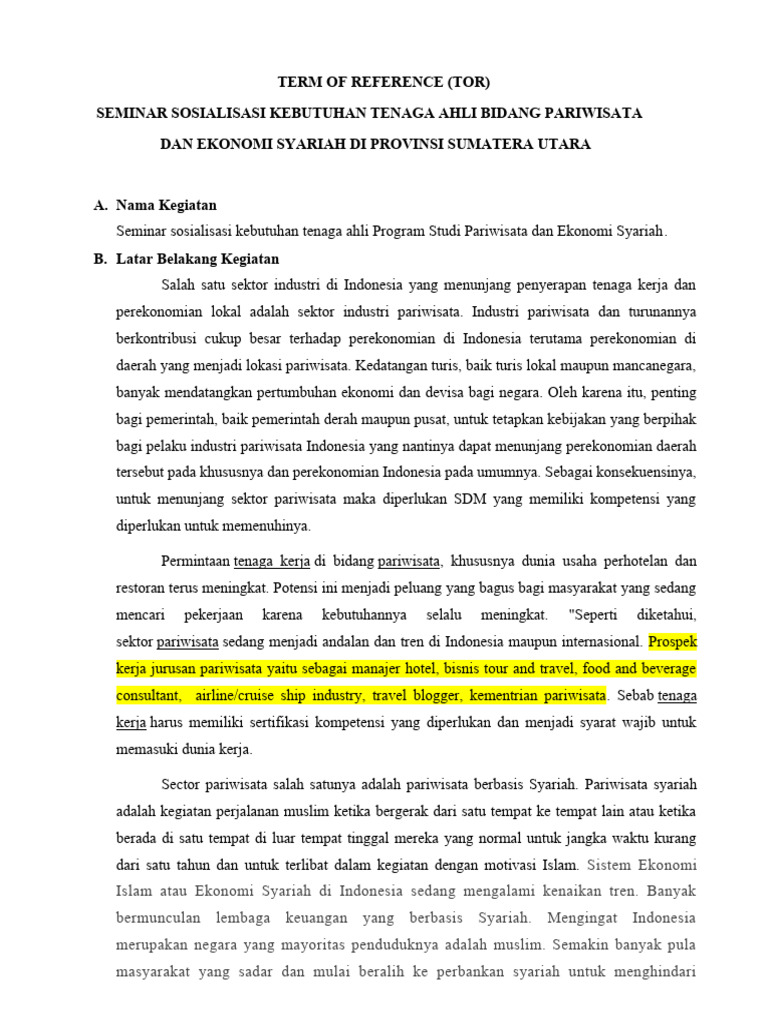 Contoh TOR 2023 | PDF