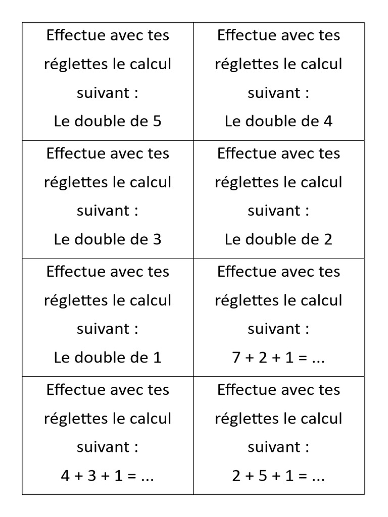 Calculs simples avec réglettes | PDF | Méthodes et références pédagogiques