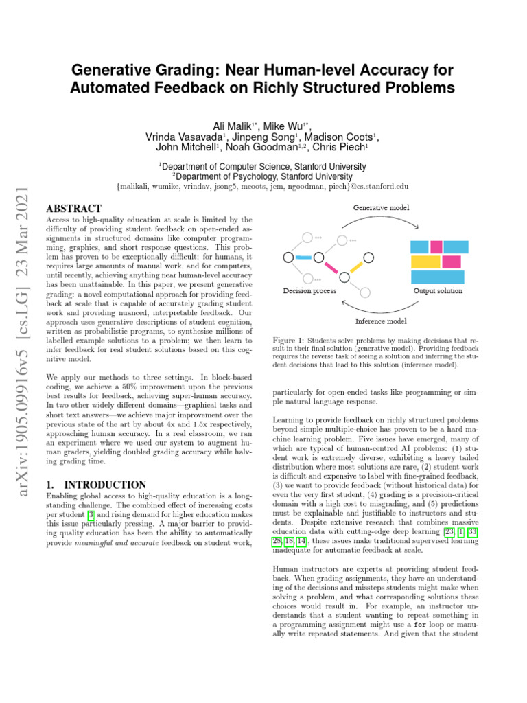 Generative Grading | PDF | Statistical Inference | Simulation