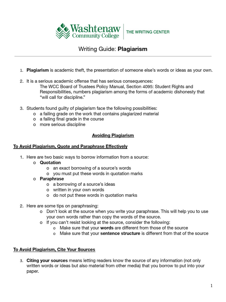 Avoiding Plagiarism 2 | PDF | Plagiarism | Apa Style