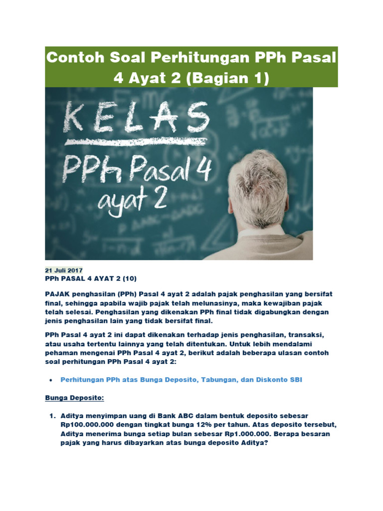 Contoh Soal Perhitungan PPH Pasal 4 Ayat 2 | PDF