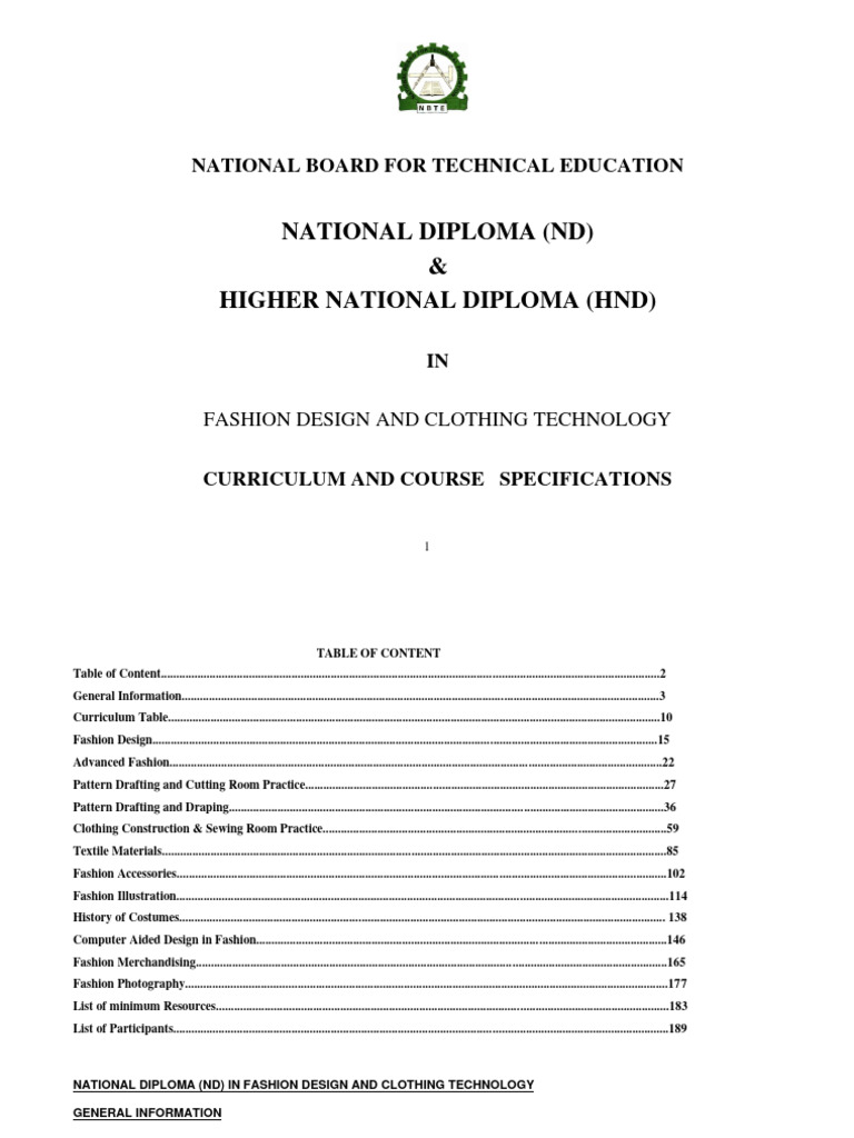 HND Fashion Design and Clothing Technology | PDF | Drawing | Clothing