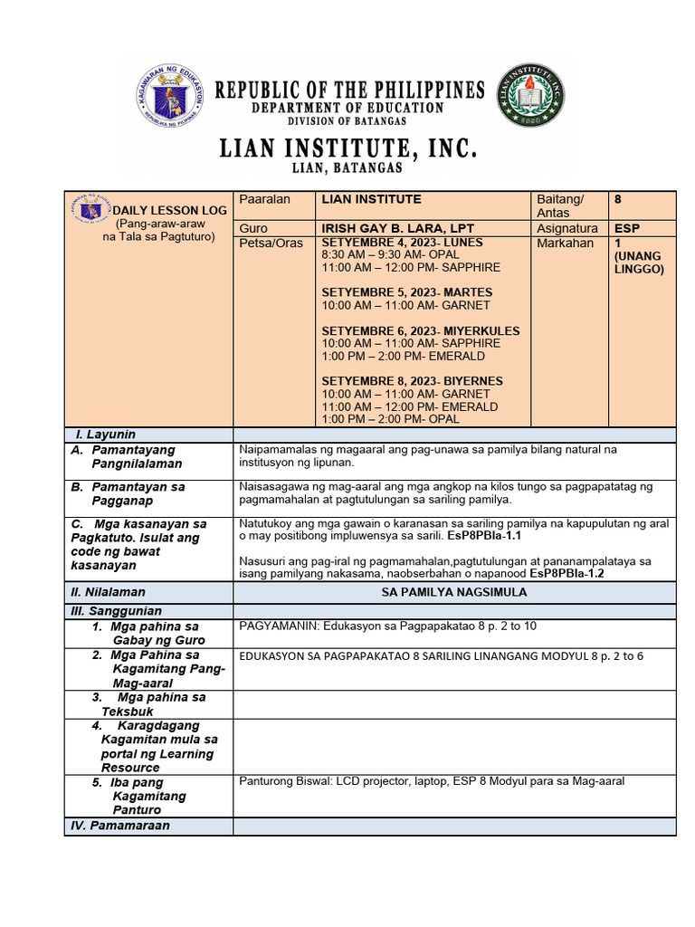 Esp Q1 WK1 DLL | PDF