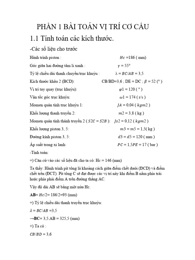 Minh - nc204366, BTL Nguyên Lý Máy | PDF