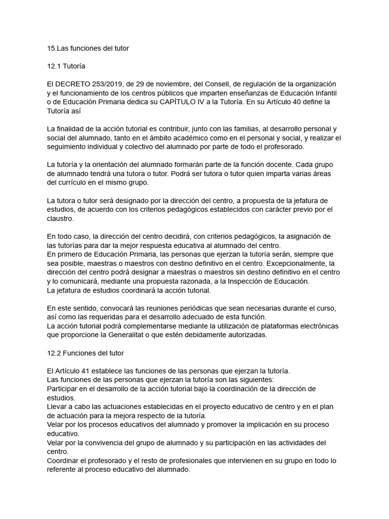 15 Funciones Del Tutor | PDF | Evaluación | Maestros