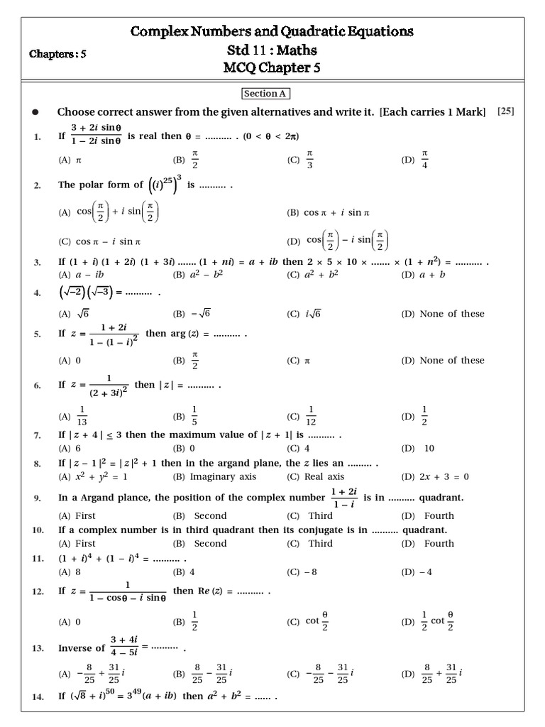 MCQ Chapter 5 | PDF | Mathematics | Mathematical Objects