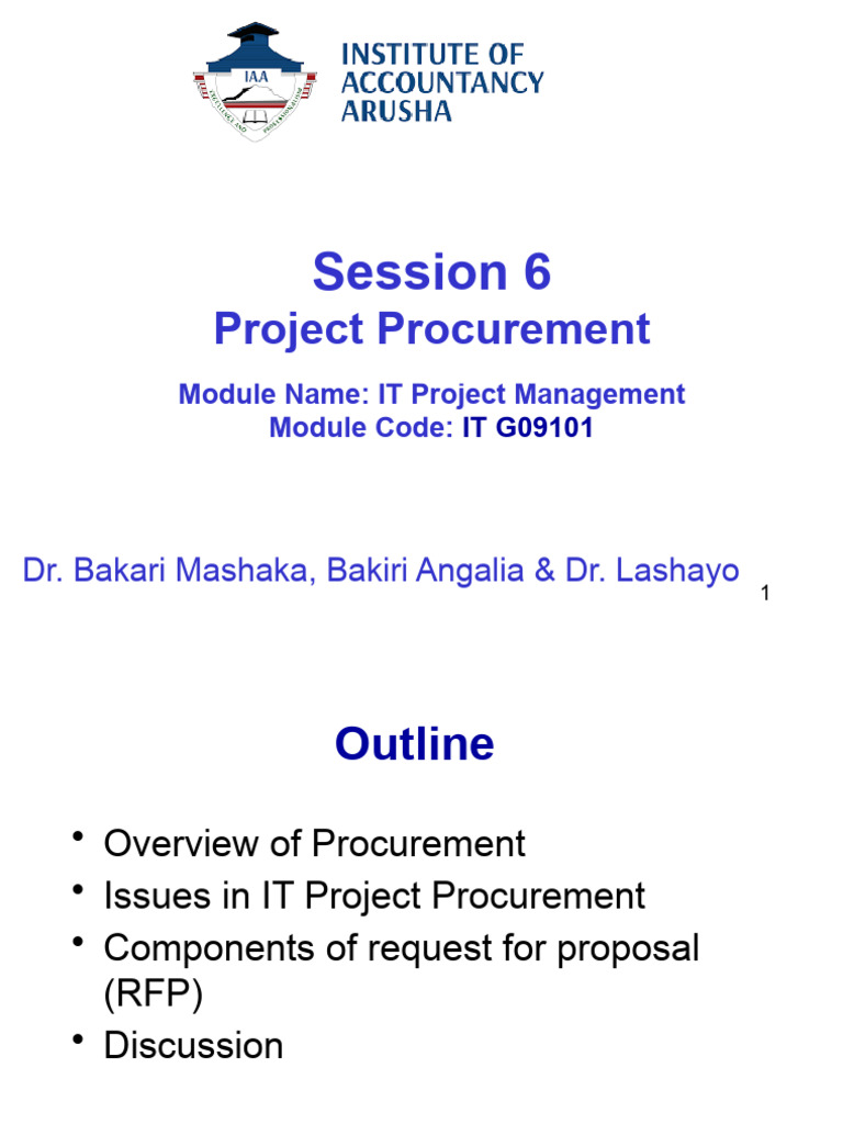 IT Project Procurement Overview | PDF | Procurement | Request For Proposal