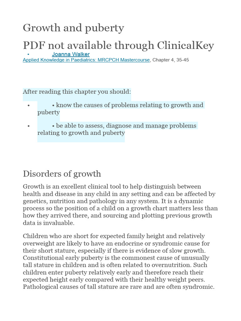 Growth & Puberty MRCPCH Akp | PDF | Puberty | Growth Hormone