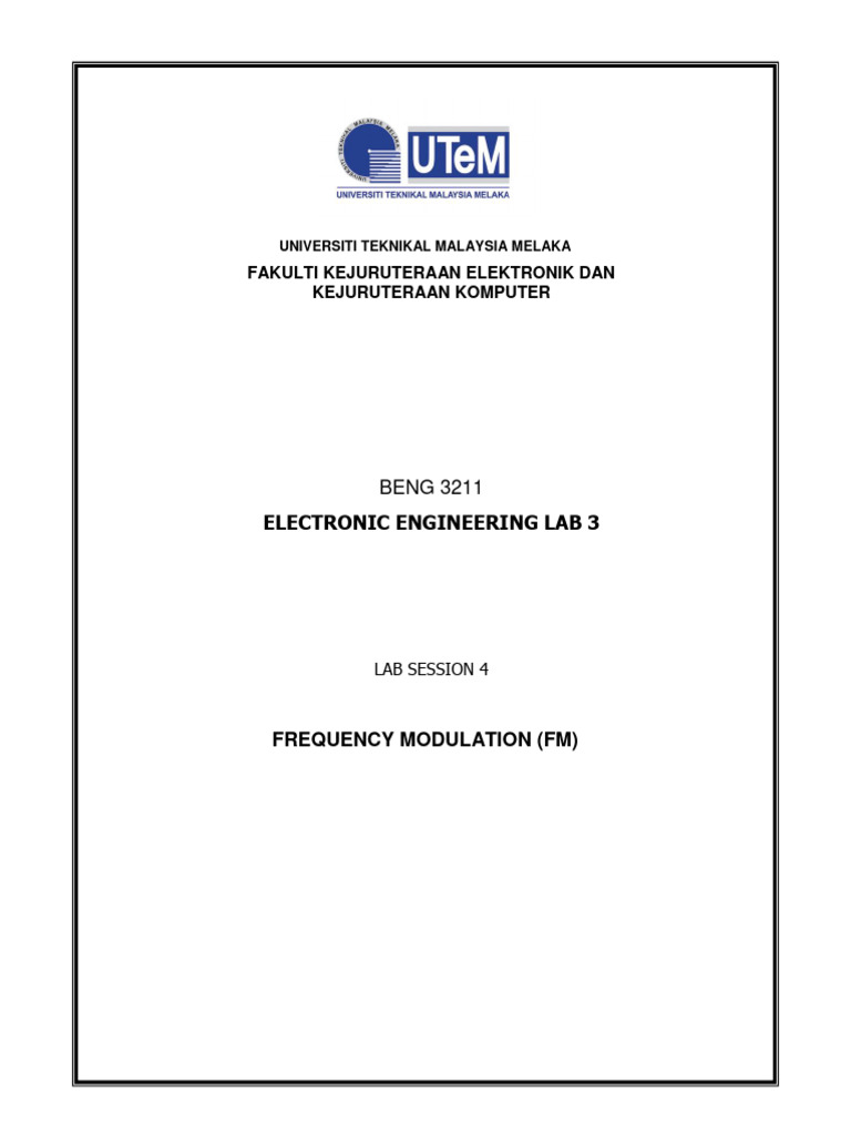 Experiment 1 Pdf Frequency Modulation Modulation