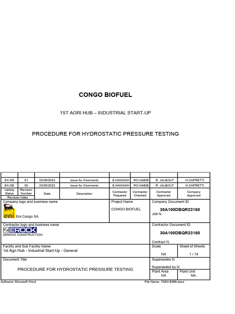 30a100dbqr23160 - Exde01 - 14 - 02082023 - Procedure For Hydrostatic ...