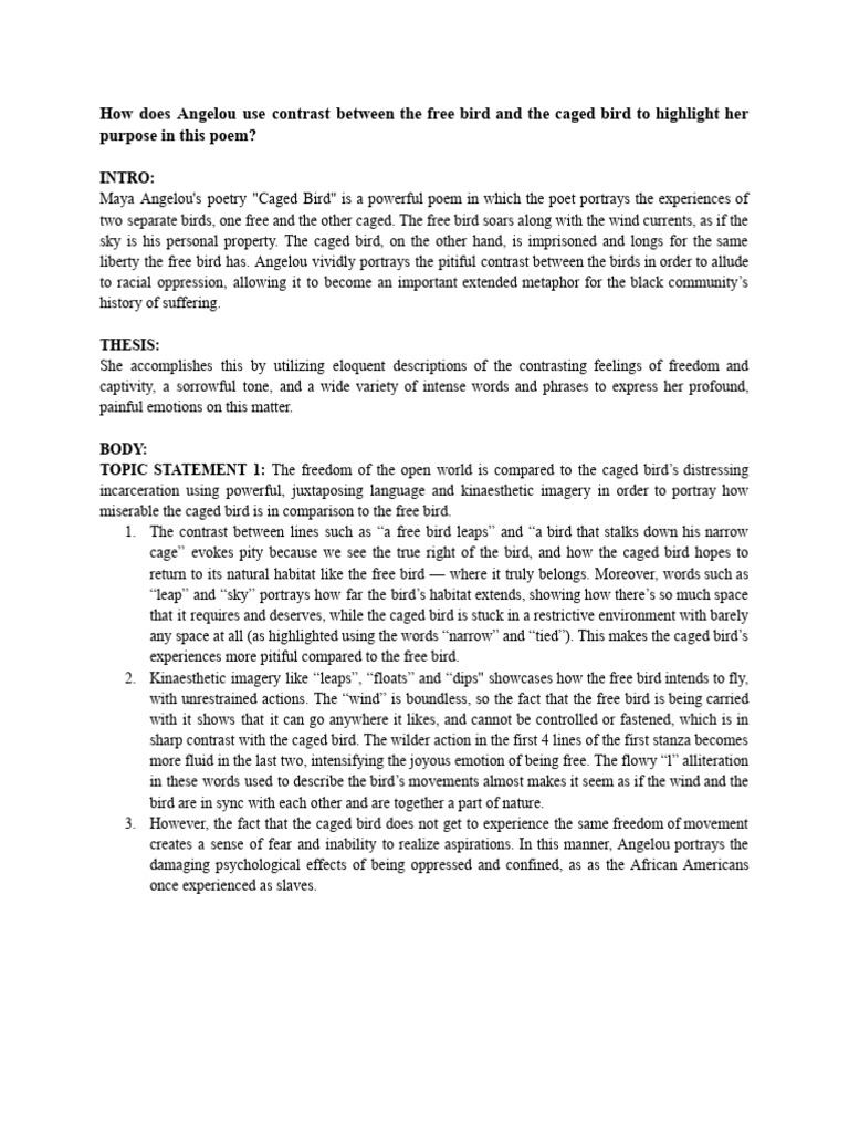 Literature Assignment - Caged Bird | PDF | Poetry