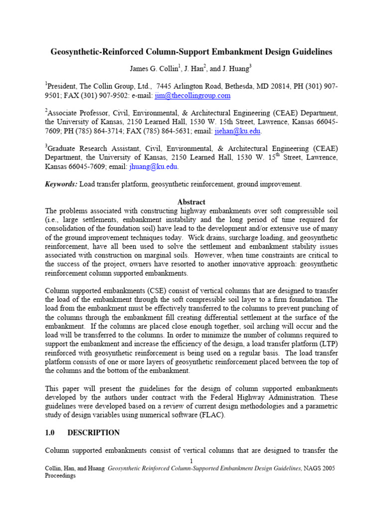 Geosynthetic Column-Supported Embankment Guidelines | PDF ...
