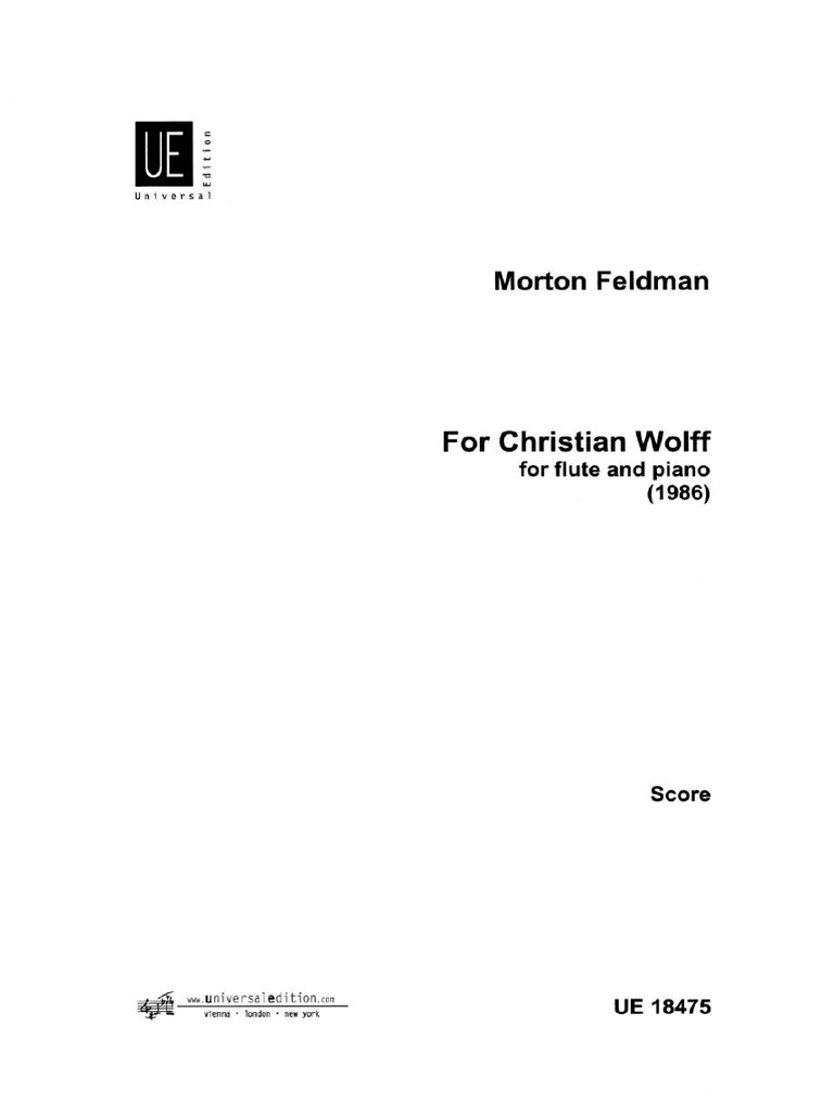 Feldman - 1986 For Christian Wolff | PDF