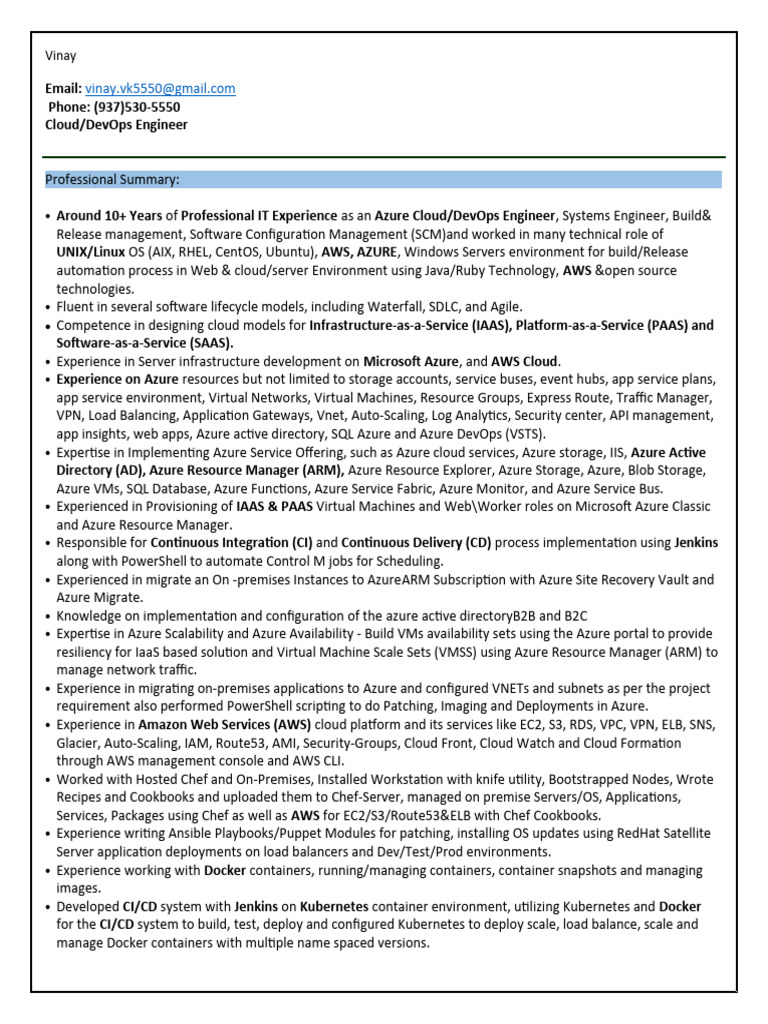 Vinay DevOps Resume | PDF | Microsoft Azure | Cloud Computing