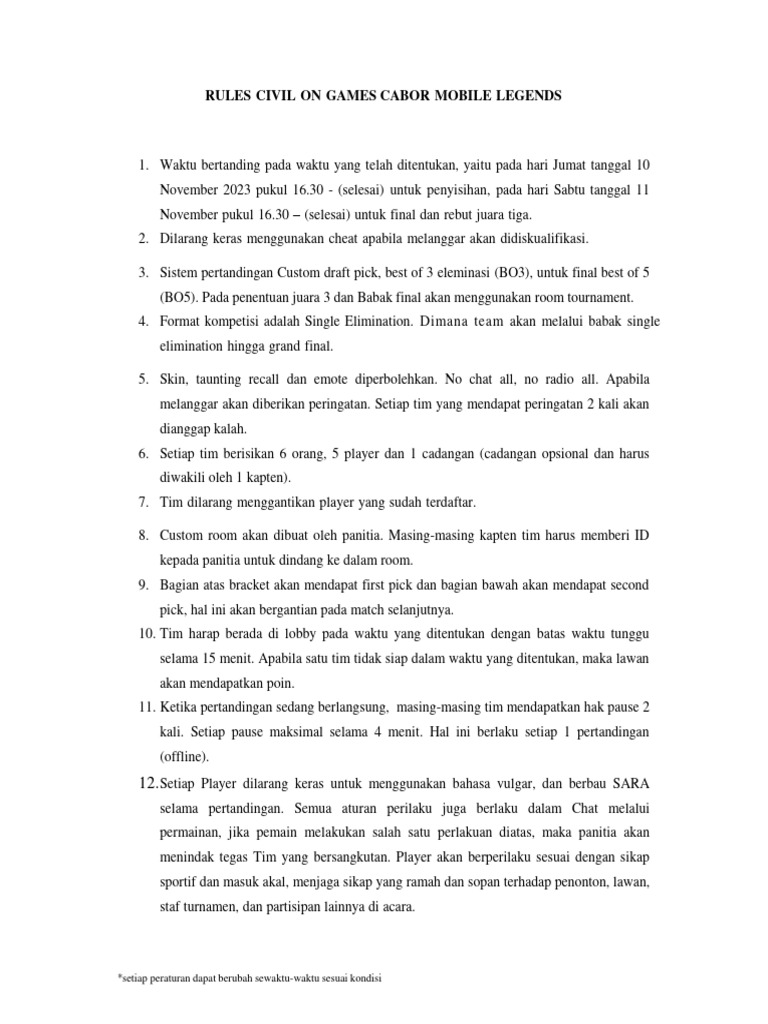 Juknis COG Cabor ML | PDF | Olahraga & Rekreasi