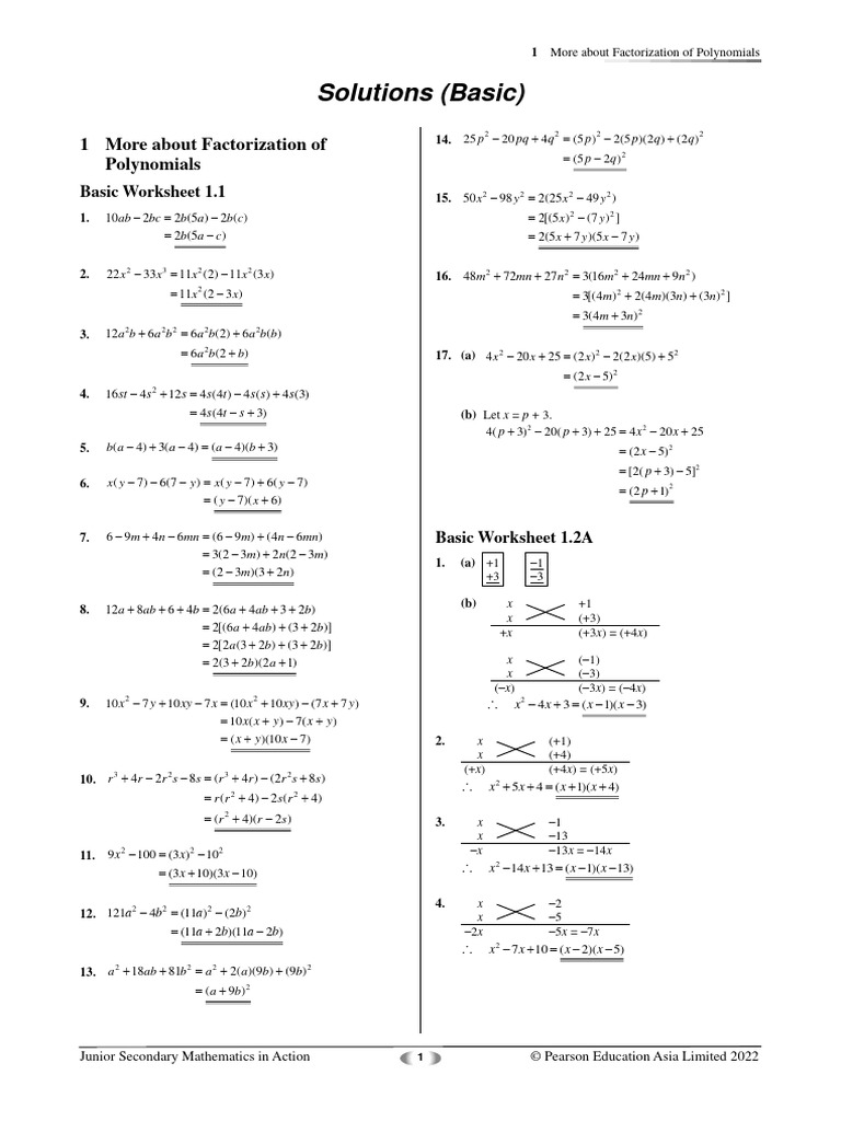 BasicWS 1 | PDF | Factorization | Algebra